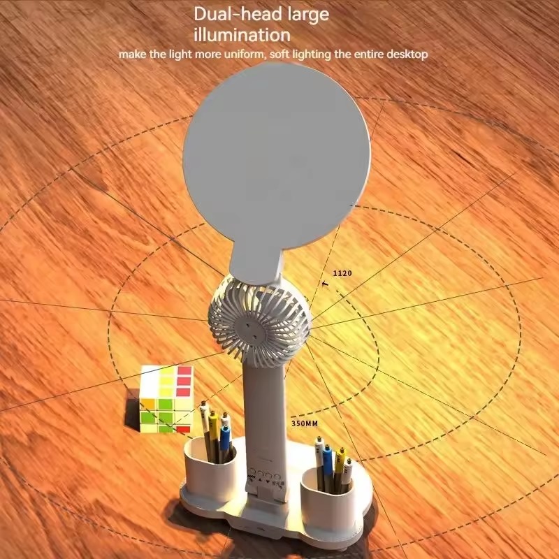 ET Perpetual calendar display LED desk lamp with fan and dual pen ...